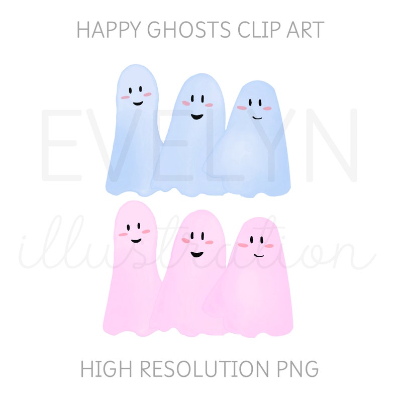 Watercolor Ghosts Clipart, Watercolor Pink Ghosts Clip Art, Watercolor ...