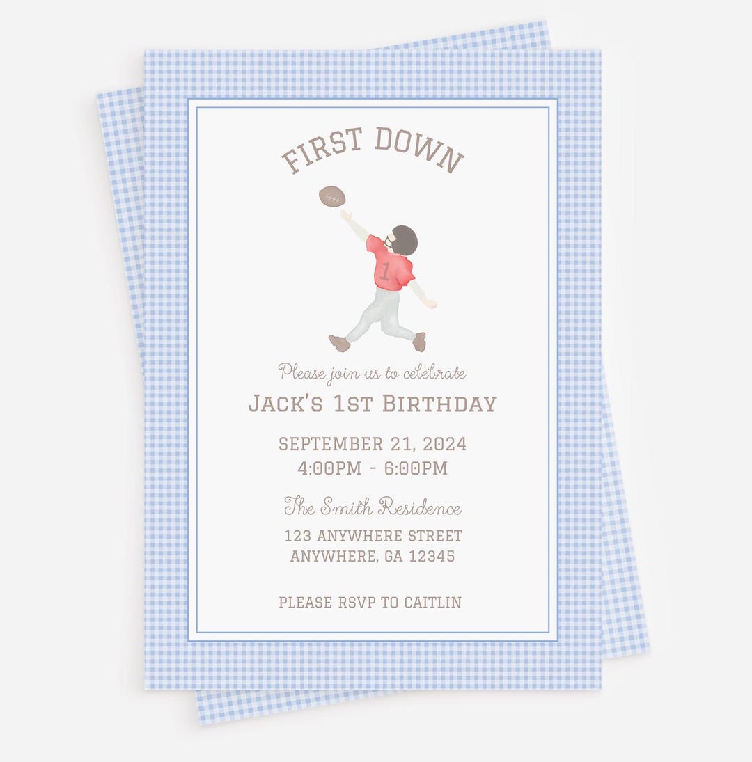 First Down Birthday Invitation, Football First Birthday Party, Tailgate ...