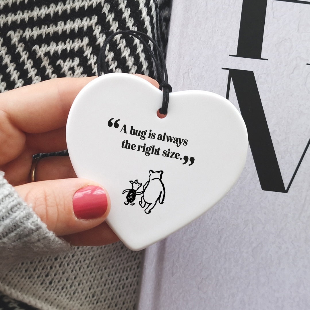A Hug is Always.. Winnie the Pooh Quote Keepsake Ceramic Heart ...