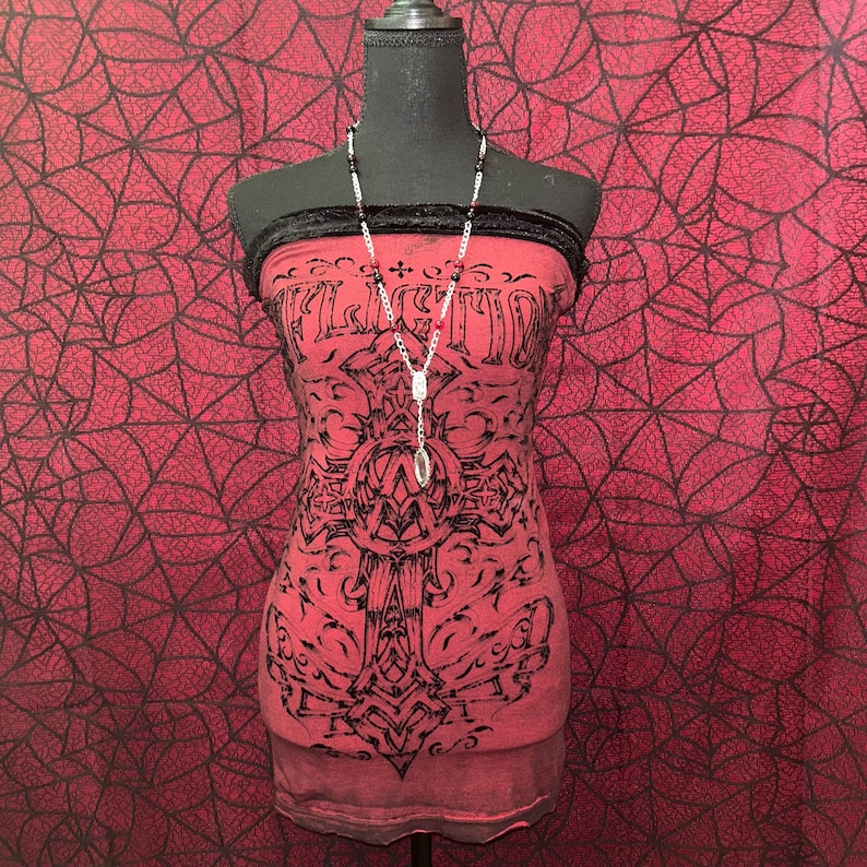 Y2K Emo Affliction Mini Dress | Upcycled Alternative Tube Top Style - Etsy