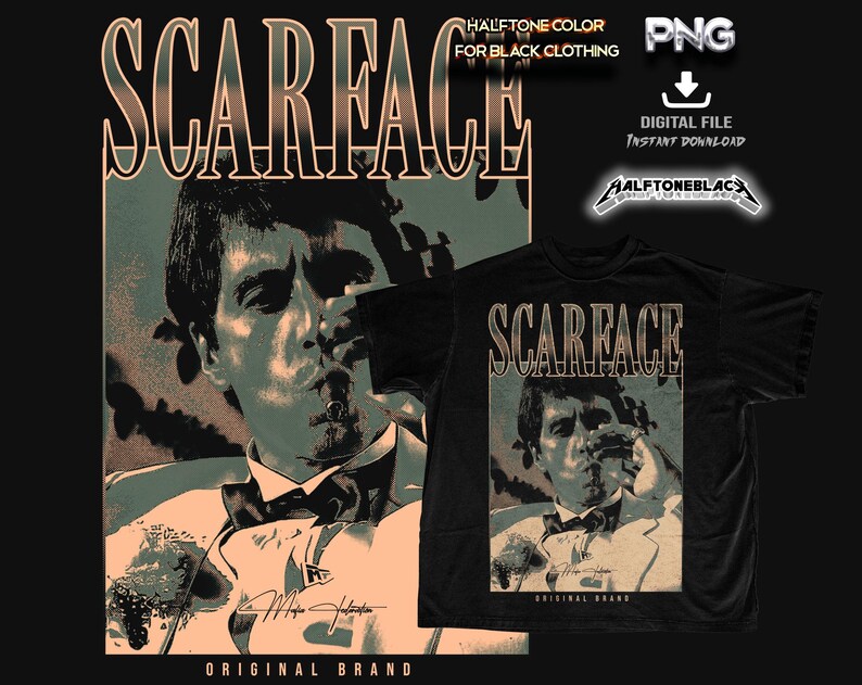 Scarface PNG, Tony Montana PNG, Scarface HALFTONE, Digital Downloads ...
