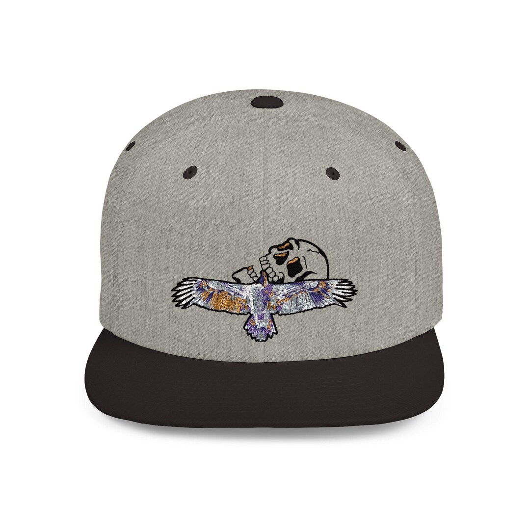 Flat Bill Snapback, Traditional Skull American Badass Original Cap, Hat ...