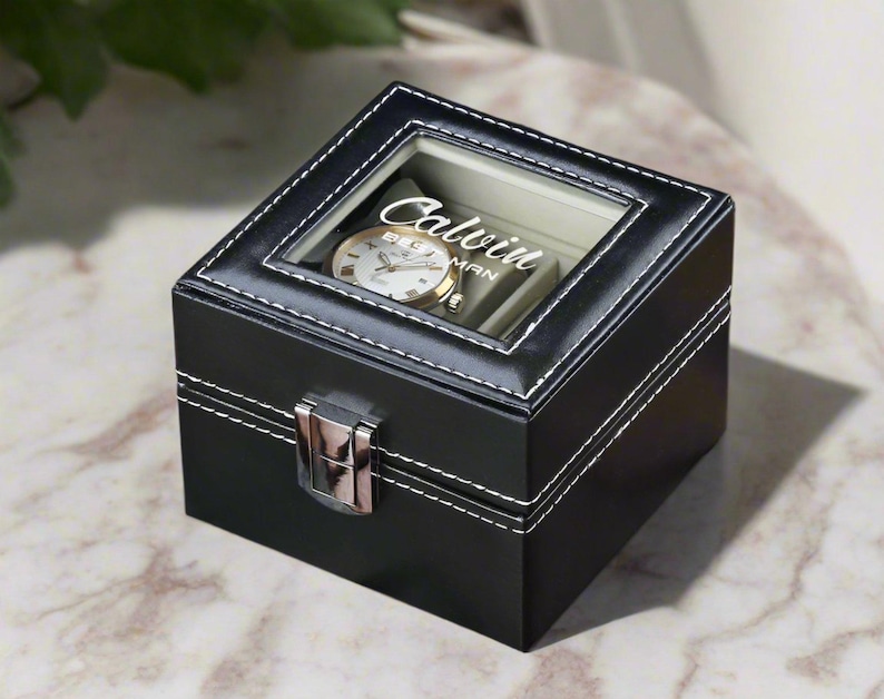 Personalized Black PU Leather Watch Box: Groomsmen Gift, Watch ...