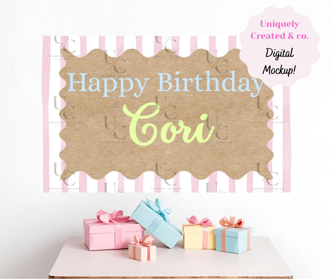 Girly Pastel Birthday Banner Template | Editable Template 30x48 ...