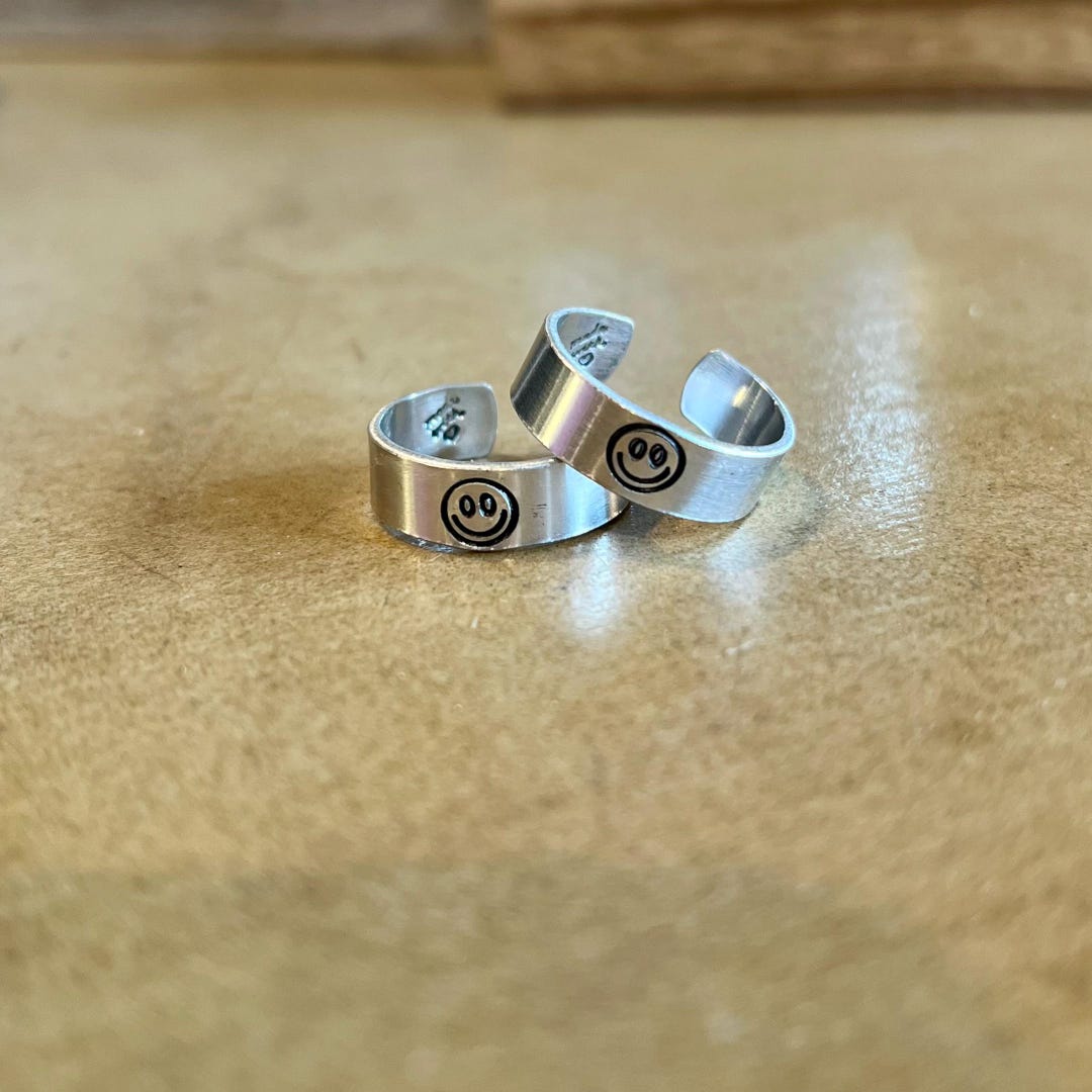 Stamped Smiley Face Ring - Etsy