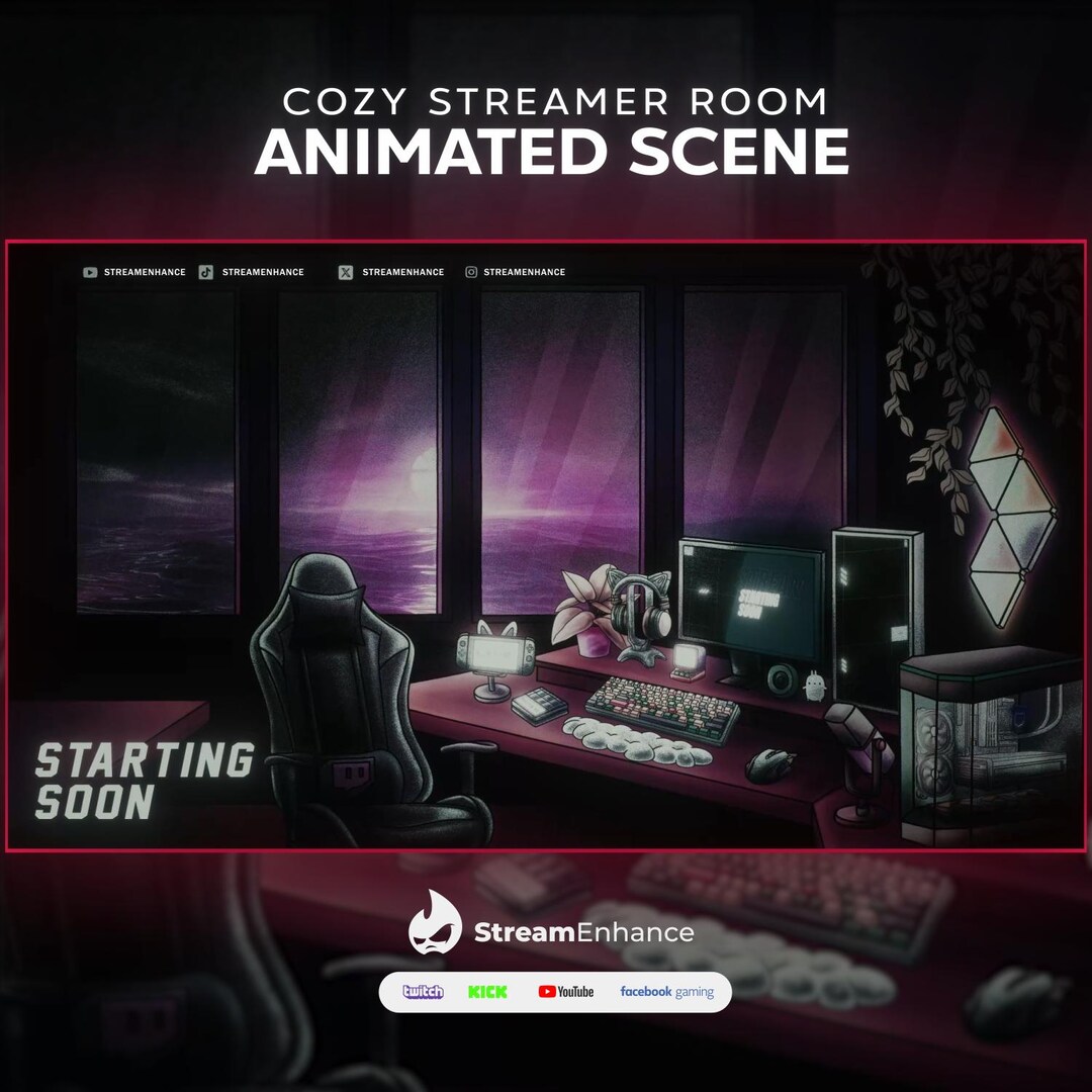 Animated Goth Streamer Room Scenes Starting Soon, Be Right Back, Stream ...