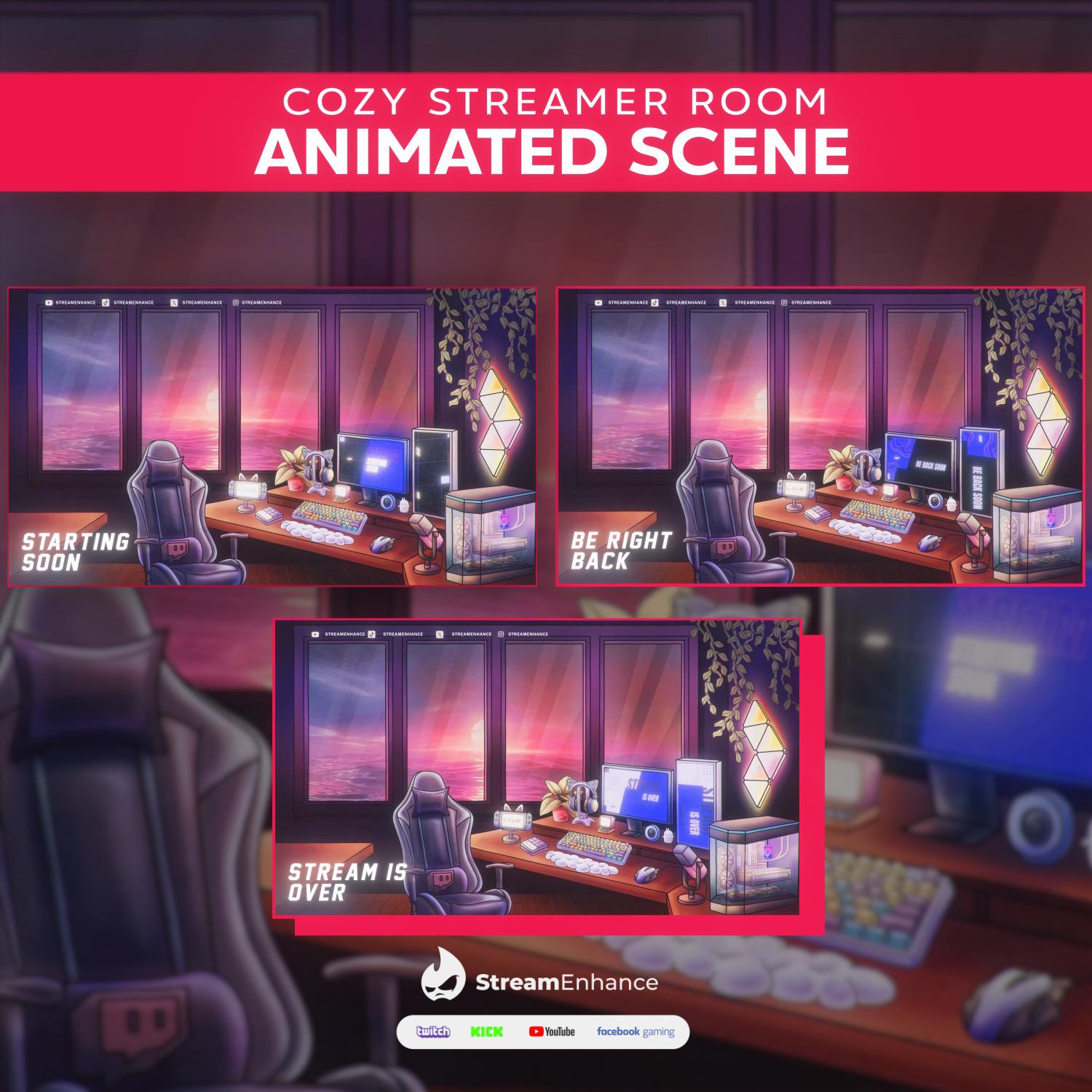 Animated Cozy Streamer Room Scenes for Twitch, Youtube & Facebook ...