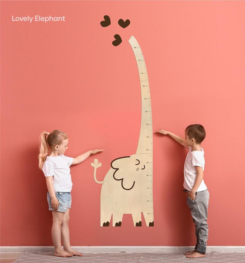 Growth Chart Board, Giraffe Growth Chart Engraved Wood Ruler, Boys Room ...