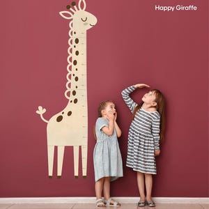 Growth Chart Board, Giraffe Growth Chart Engraved Wood Ruler, Boys Room ...