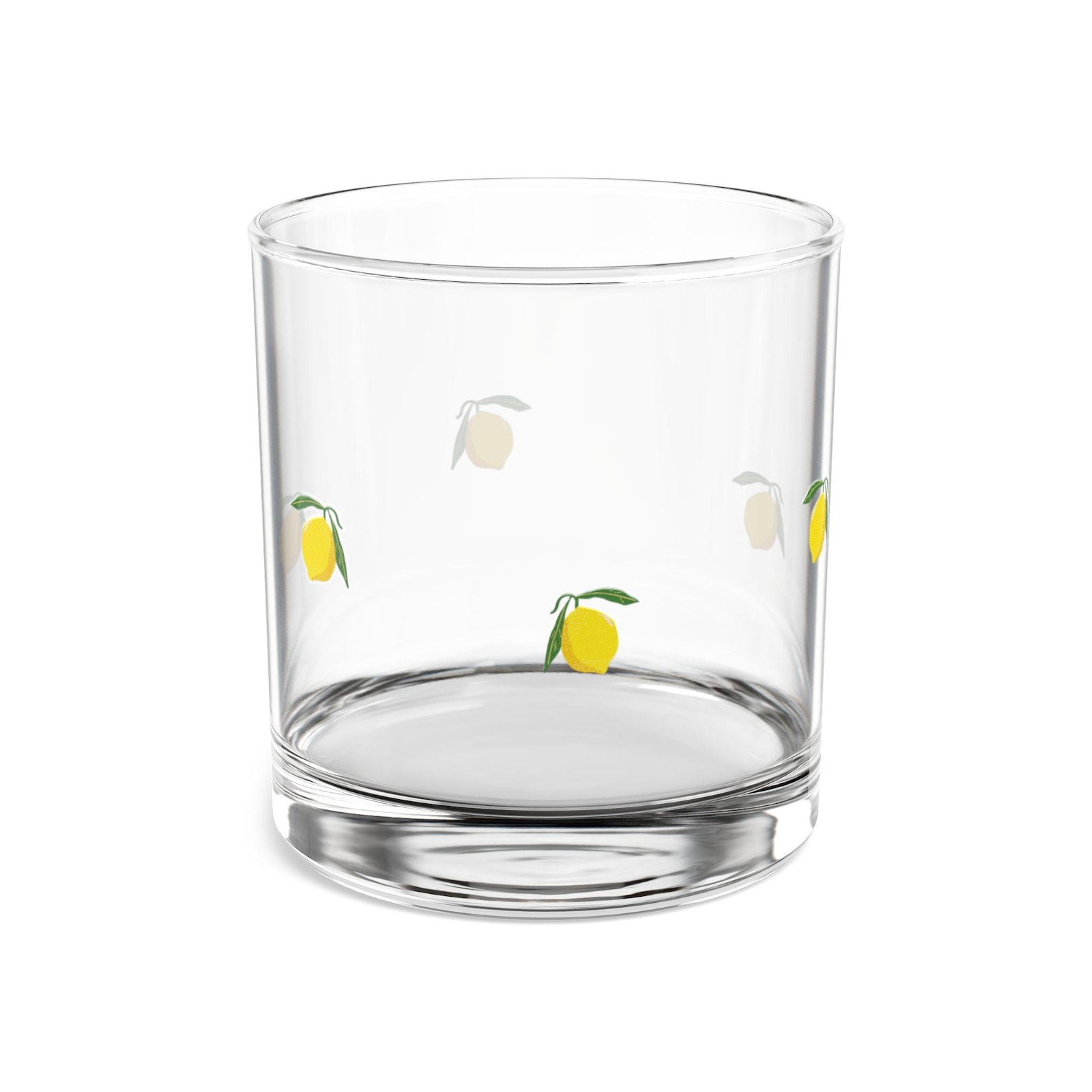 Trendy Icon Juice Glass Lemon Print Rocks Glass 10oz Glass Cup Short ...