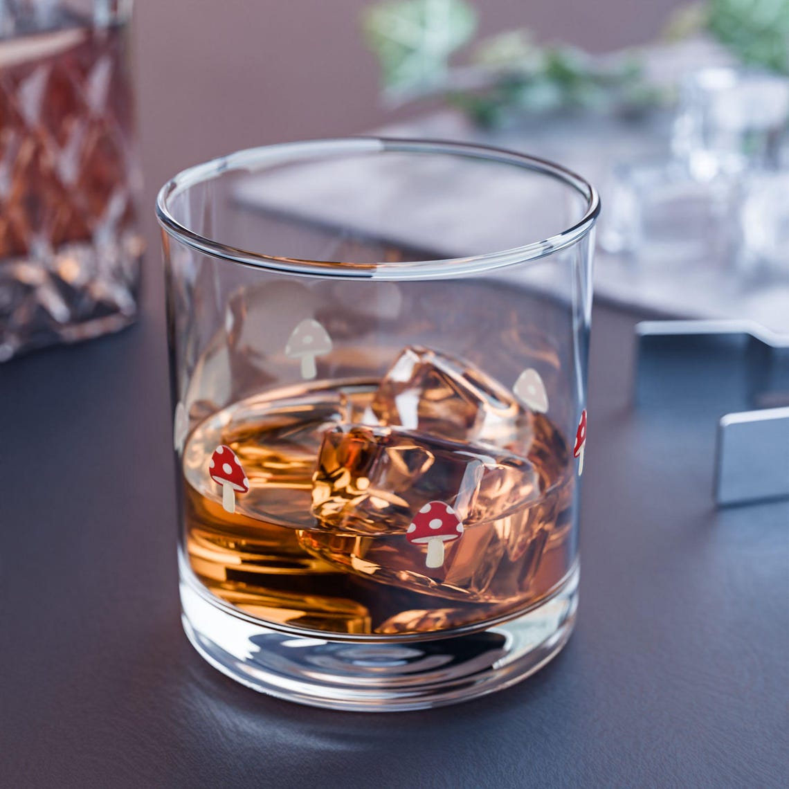 Trendy Icon Juice Glass Mushroom Print Rocks Glass 10oz Glass Cup Short ...