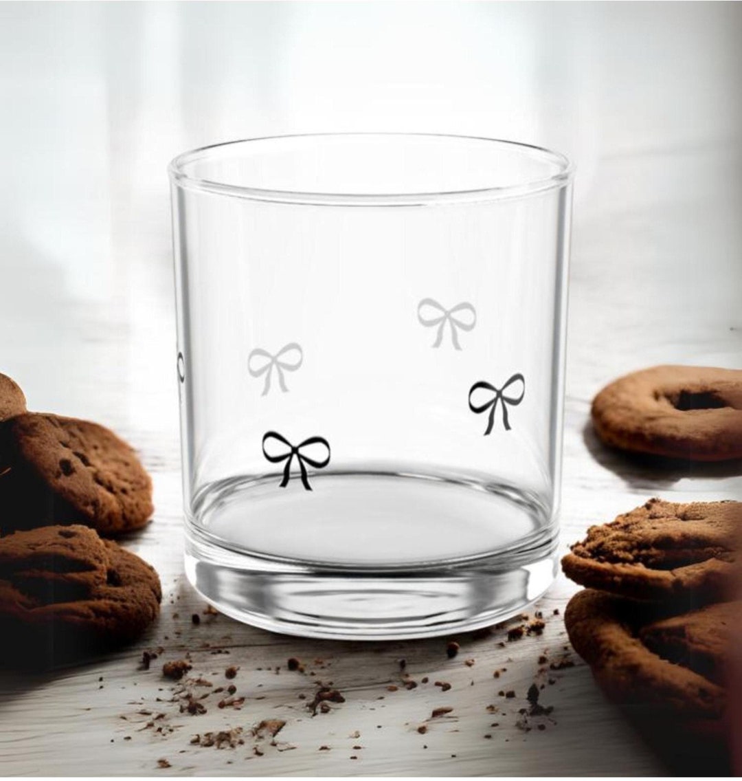 Trendy Icon Juice Glass Black Bow Print Rocks Glass 10oz Glass Cup ...