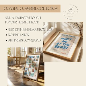 Blue Coastal Cowgirl Wall Art Set of 15 Digital Download Prints, Beachy ...