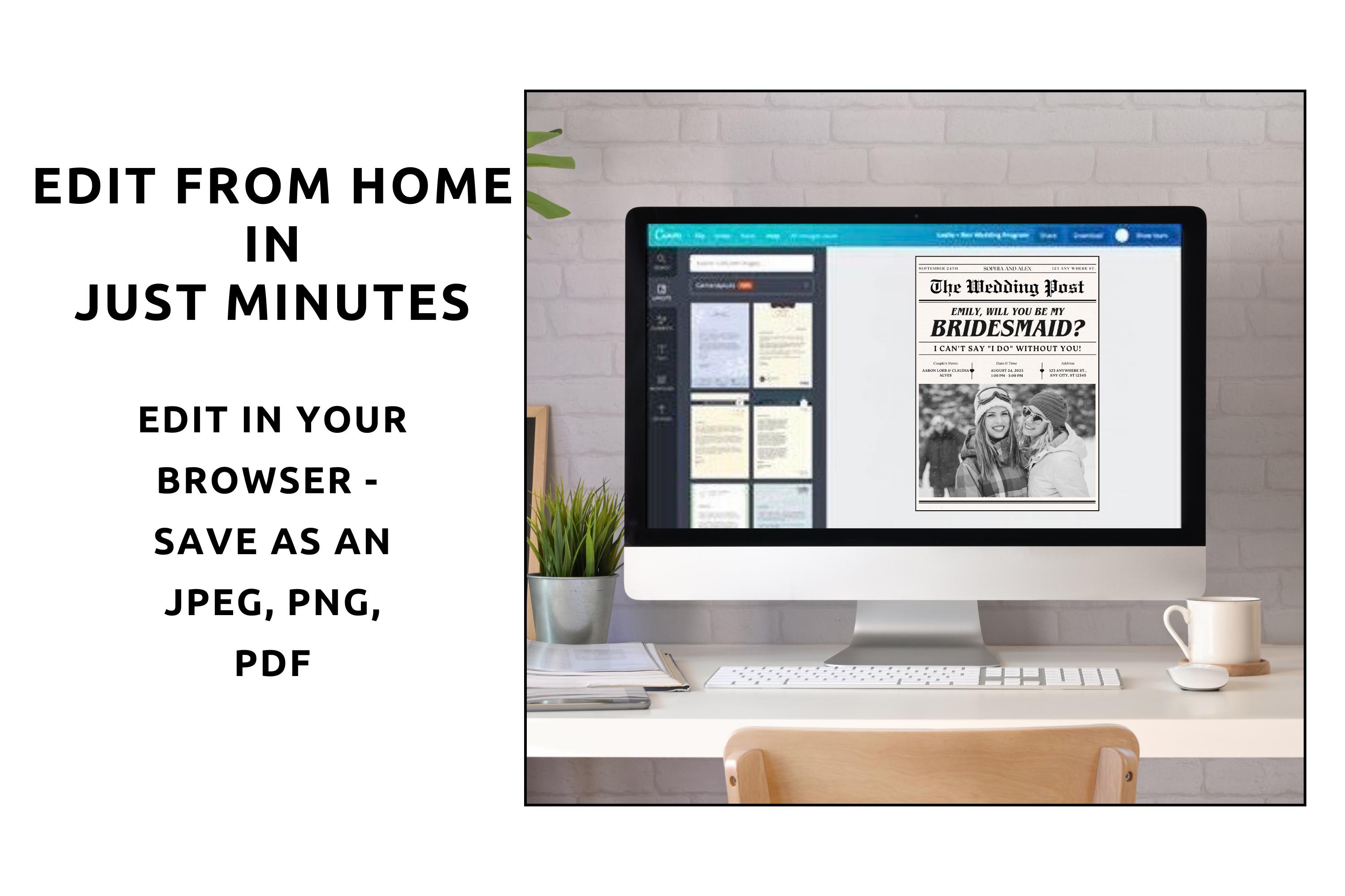 Newspaper Bridal Proposal Template, Editable Wedding Newspaper Proposal ...