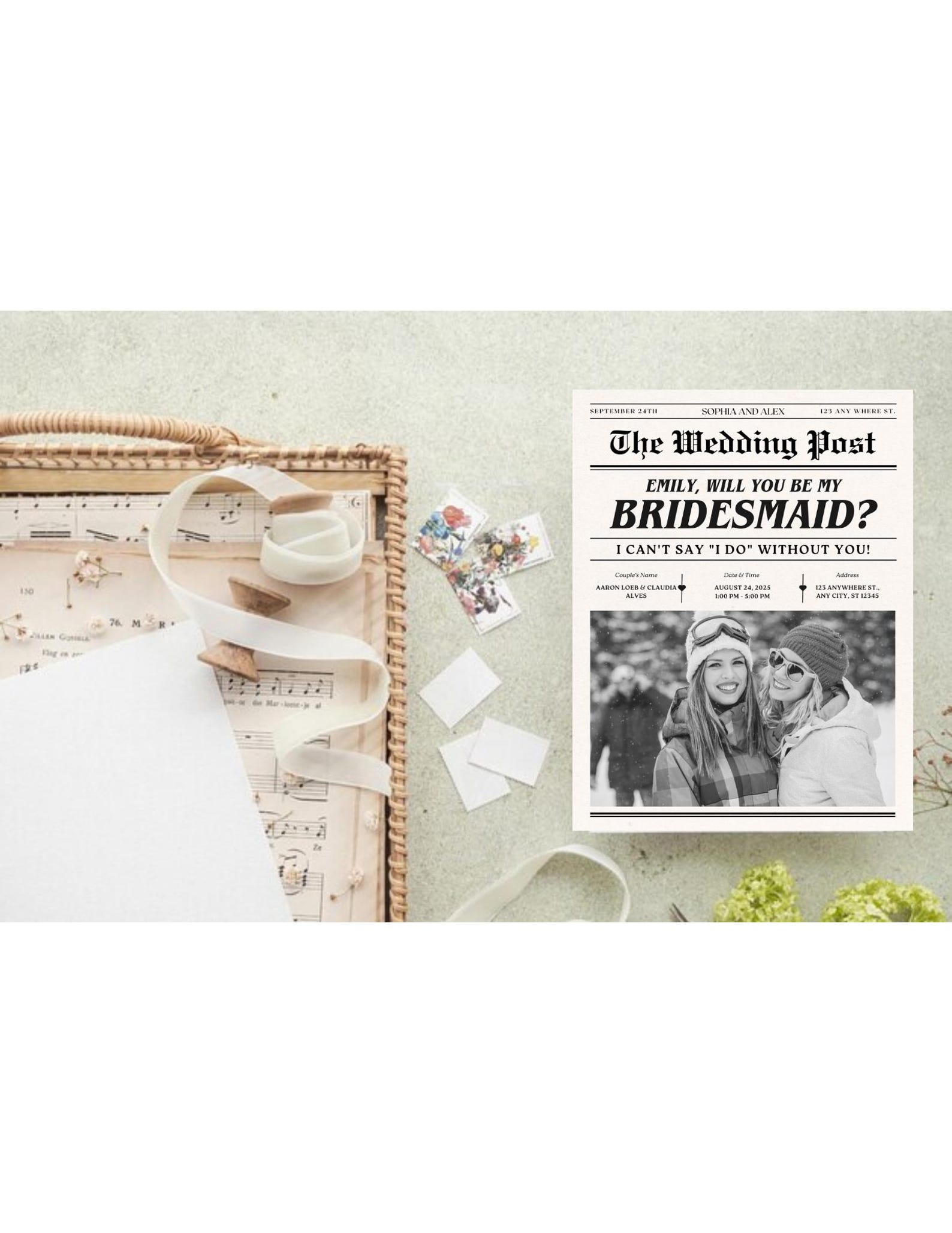 Newspaper Bridal Proposal Template, Editable Wedding Newspaper Proposal ...
