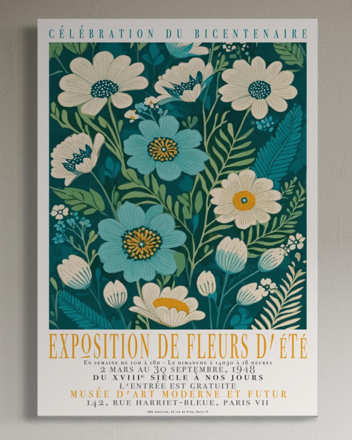 French Flower Exhibition Poster Vintage Advertising Poster Print Your ...