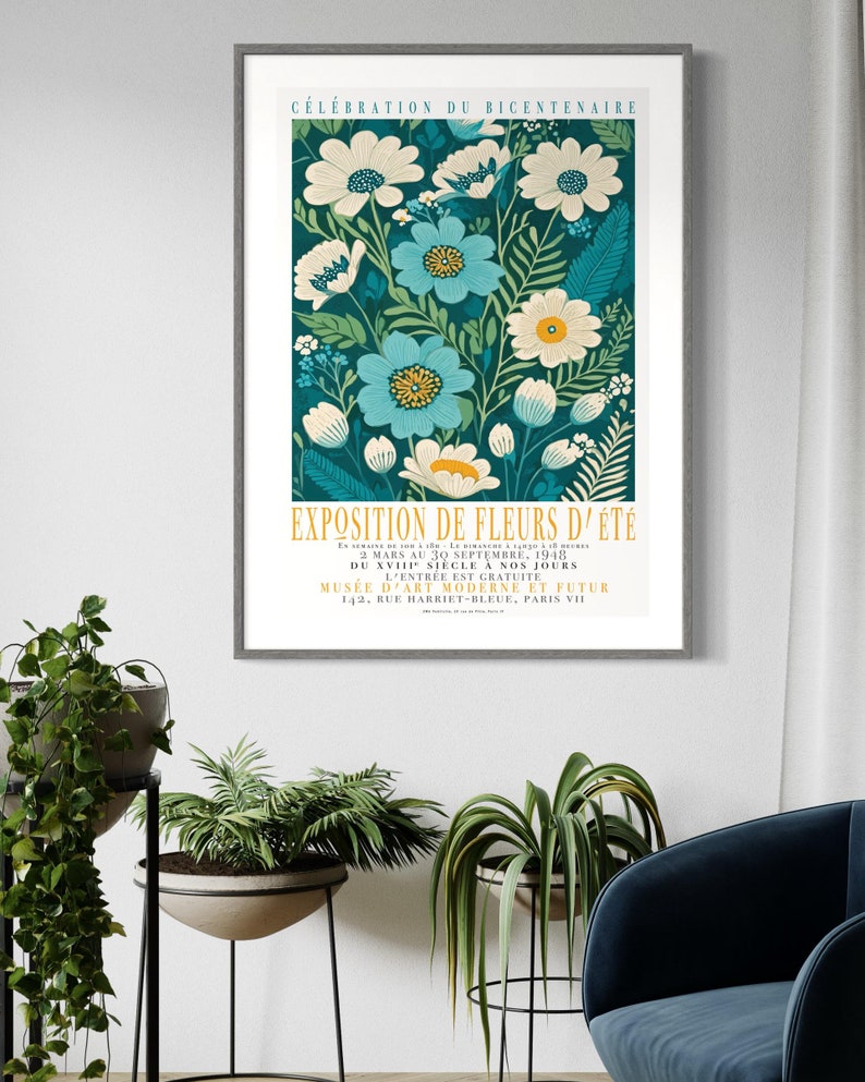 French Flower Exhibition Poster Vintage Advertising Poster Print Your ...