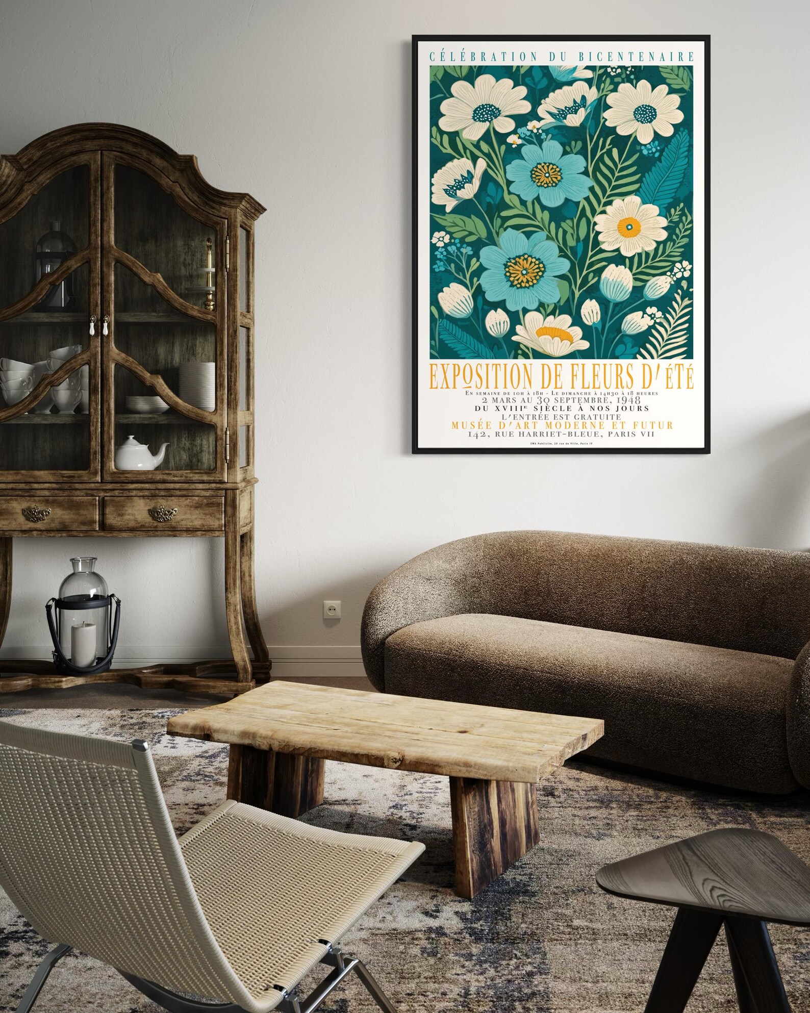 French Flower Exhibition Poster Vintage Advertising Poster Print Your ...
