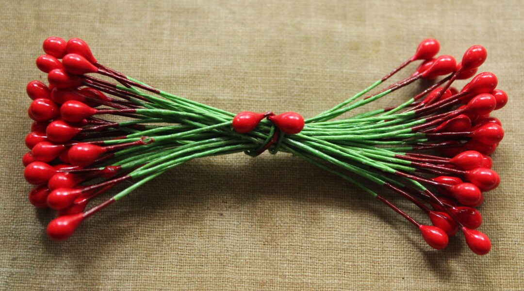NEW! Tiny Holly Berry Twist Ties - 36 Vintage Style Double Ended Red ...