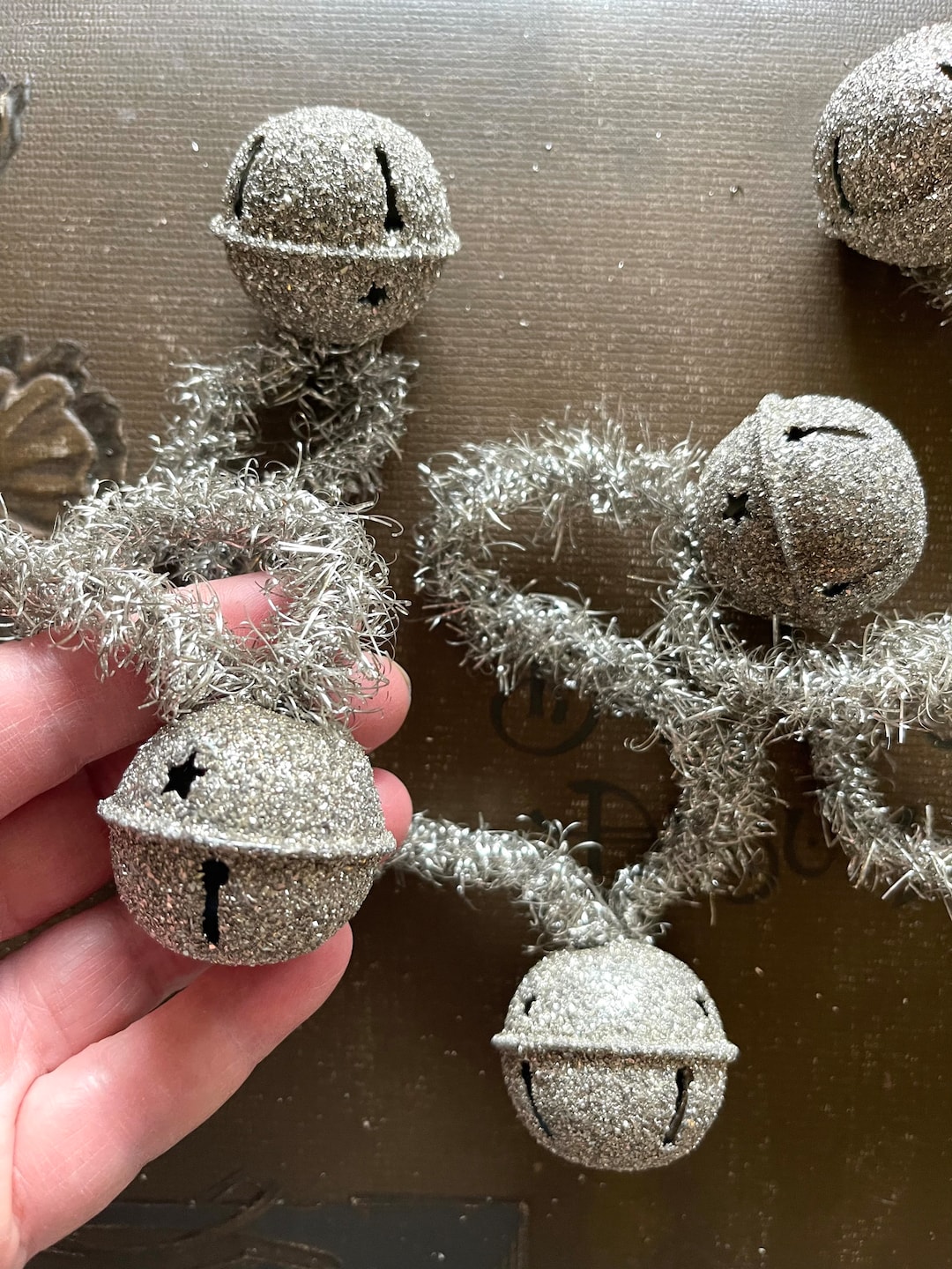 Glitter Bell Tinsel Garland - 6 Feet Holiday Decorating Garland ...