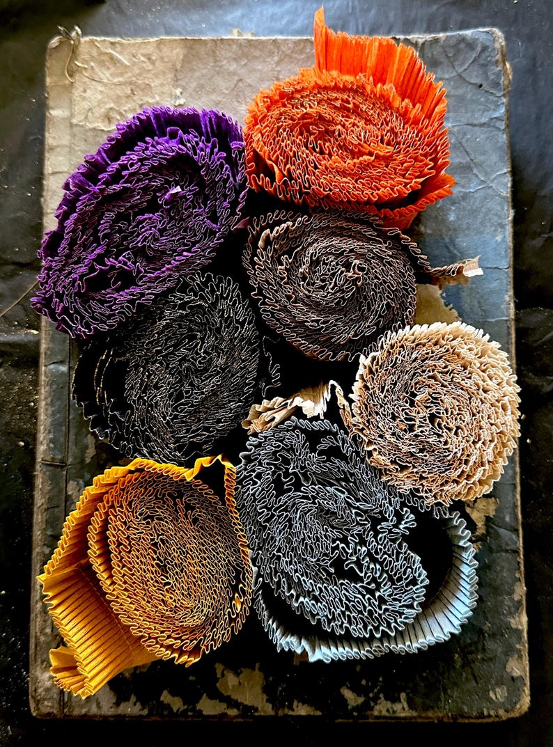 Vintage Crepe Paper Ruffle Garland: Autumn, Halloween Trim - Etsy