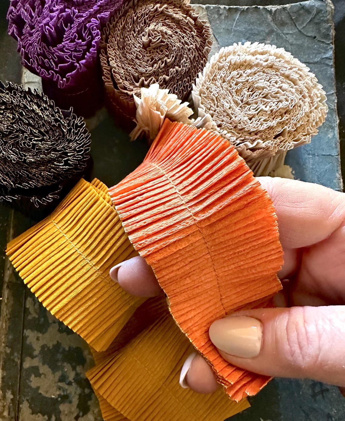 Vintage Crepe Paper Ruffle Garland: Autumn, Halloween Trim - Etsy