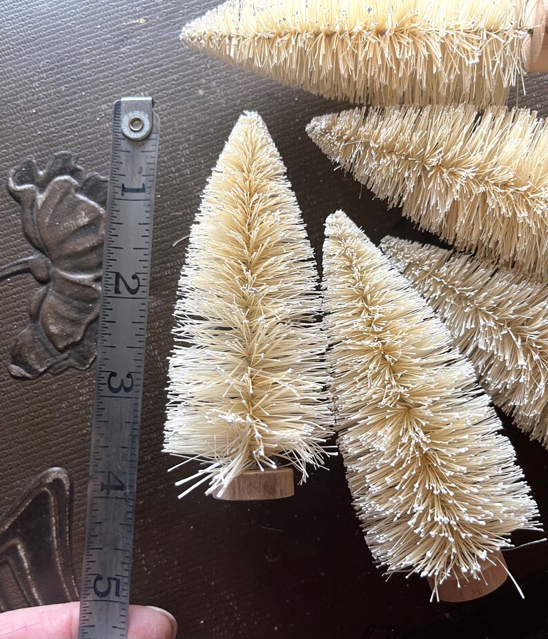 Frosted Natural Sisal Trees Set of 5 Vintage Style Christmas - Etsy