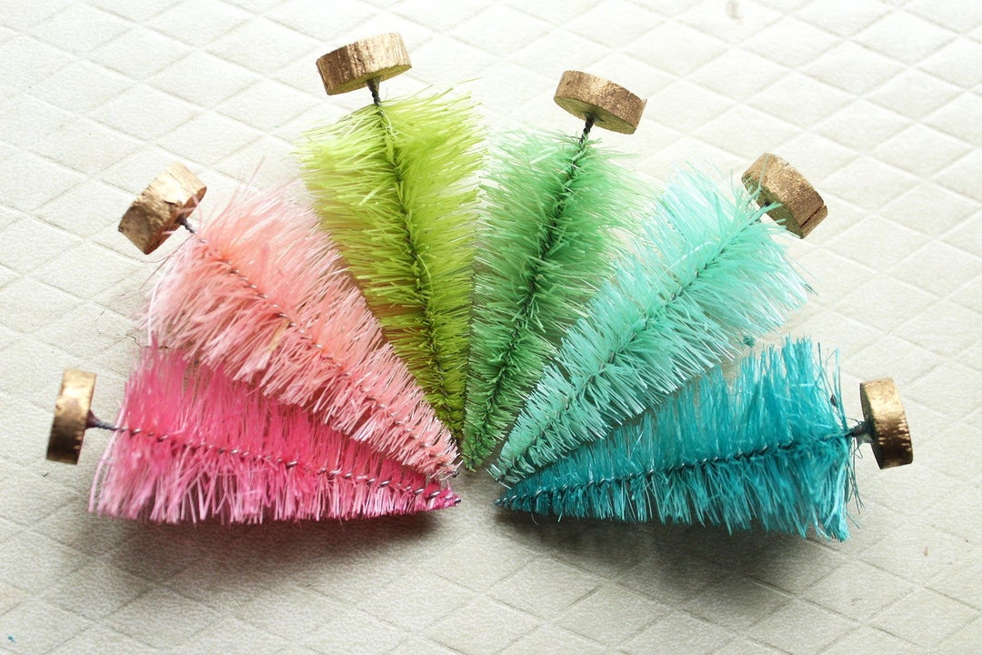 Pastel Gumdrop Bottle Brush Trees - Set of 6 Vintage Style Christmas ...