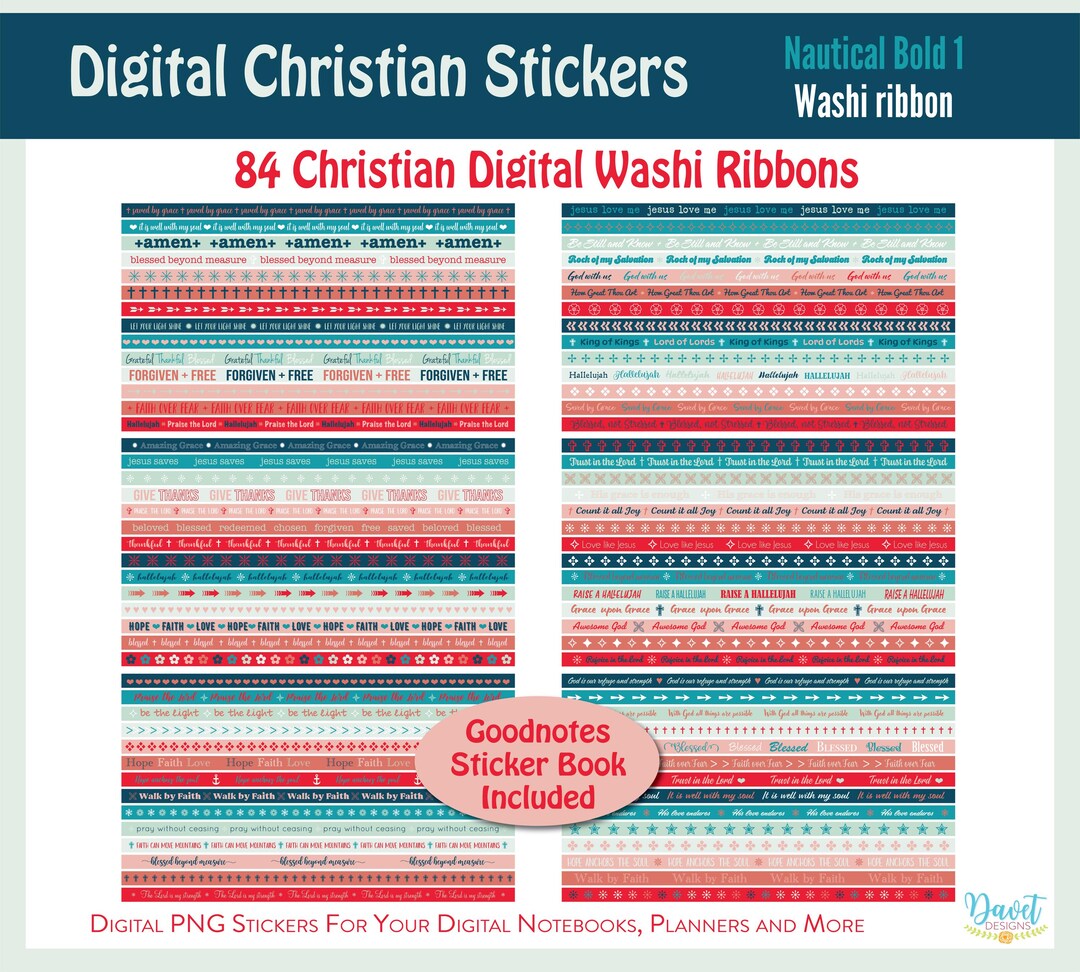 84 Digital Christian Washi Tape Ribbon Stickers Bible Verses Sayings ...