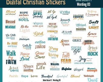 Digital Christian Boho Stickers Wording Bible Verses Sayings Goodnotes ...