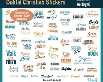 Digital Christian Boho Stickers Wording Bible Verses Sayings Goodnotes ...