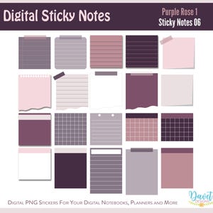 120 Digital Purple Rose Sticky Note Stickers / Goodnotes File ...