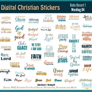 Digital Christian Boho Stickers Wording Bible Verses Sayings Goodnotes ...
