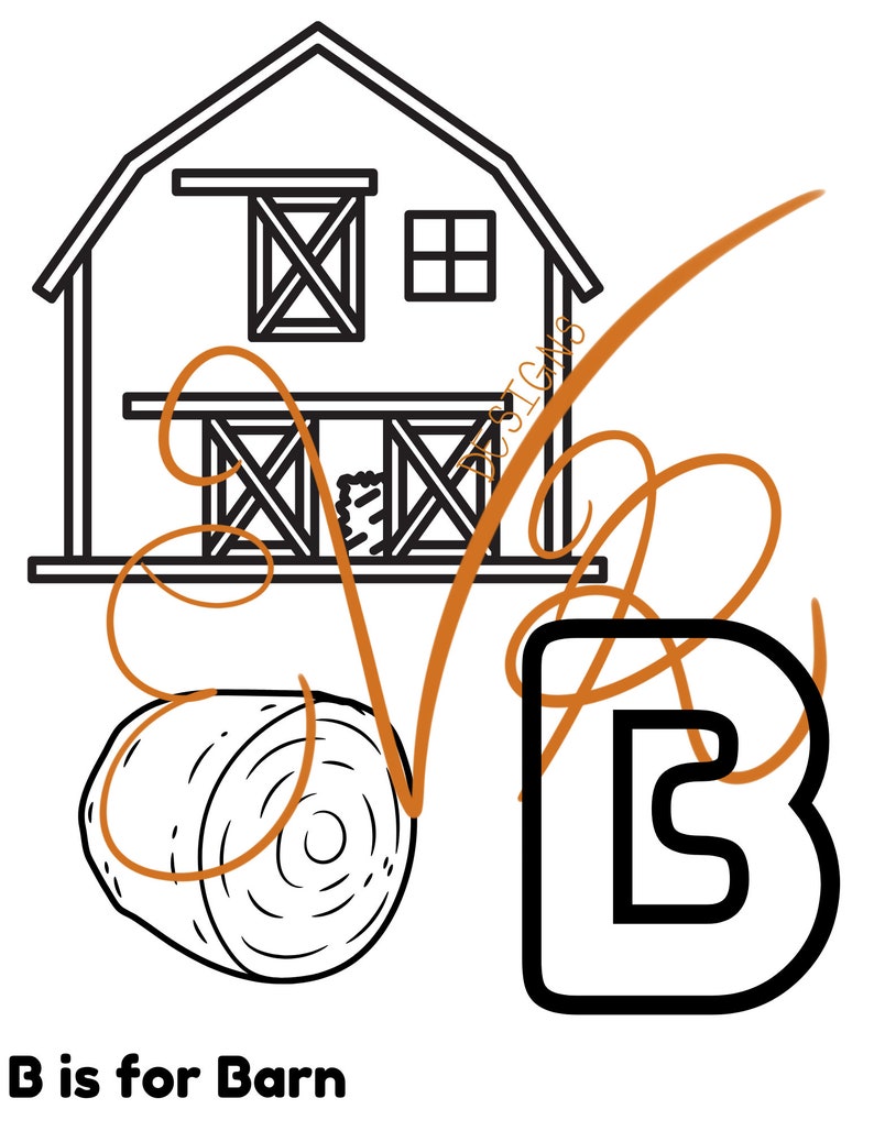 Farmyard Fun: Alphabet Coloring Pages for Kids Printable Farm Theme ...