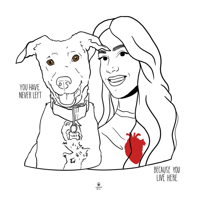 Line Drawing Portrait With My Dog, Custom Line Drawing From Photo ...