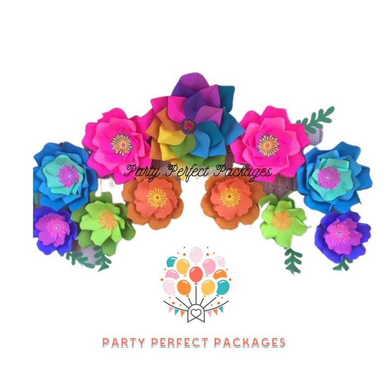 Rainbow Paper Flowers (set of 14) Trolls Birthday Decor, Trolls ...