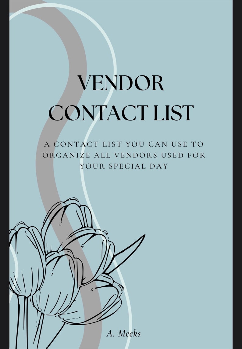 Vendor Contact List Template - Etsy