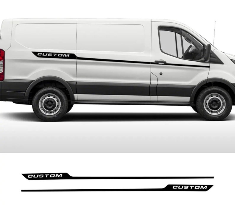 For FORD TRANSIT CUSTOM Side Stripes Stickers Vinyl Graphics Decals ...