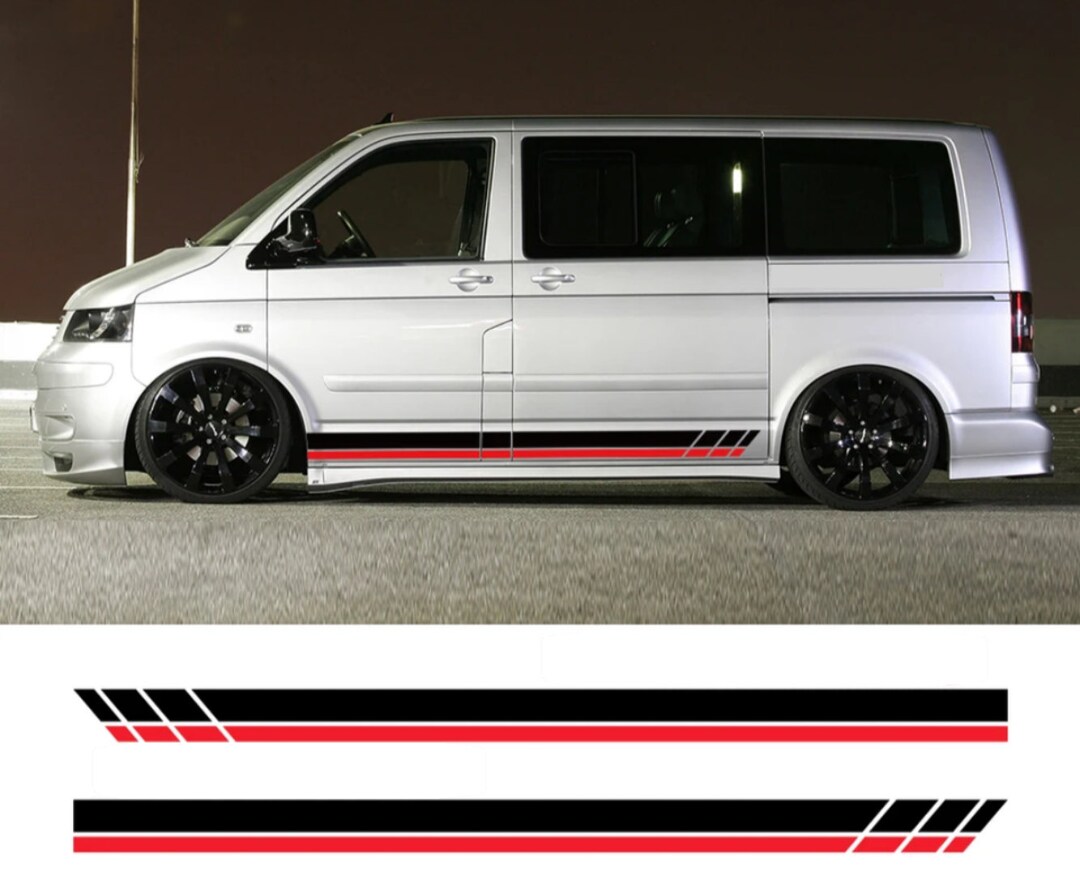 For VW TRANSPORTER T6 Side Stripes Stickers Vinyl Graphics Decals Sport ...