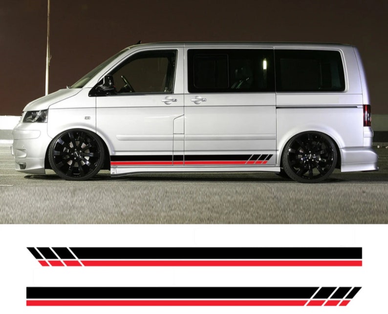 For VW TRANSPORTER T6 Side Stripes Stickers Vinyl Graphics Decals Sport ...