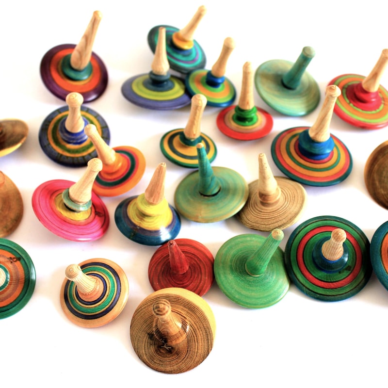 Wooden Spinning Tops - Etsy