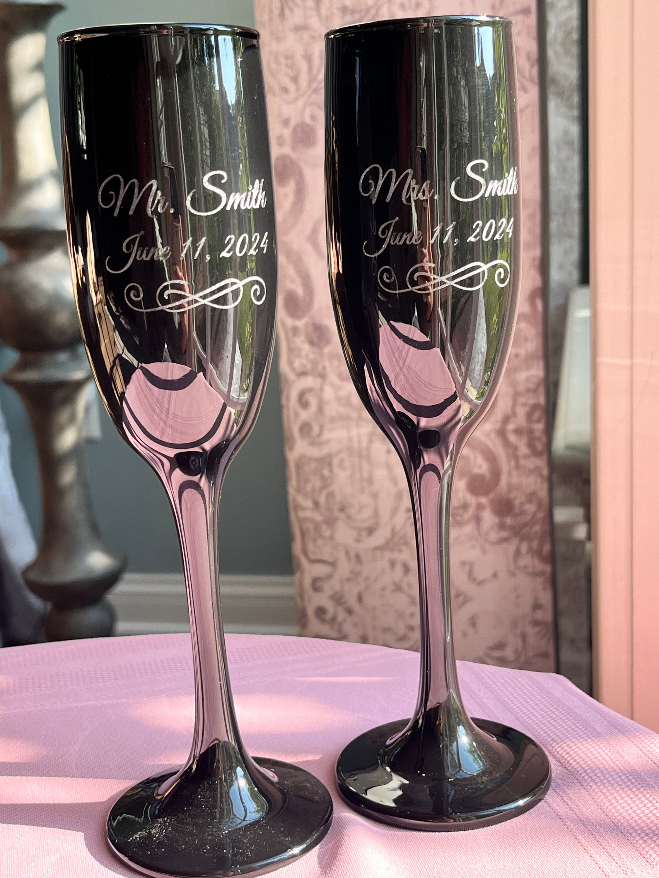 Black Etched Custom Champagne Flutes - Etsy
