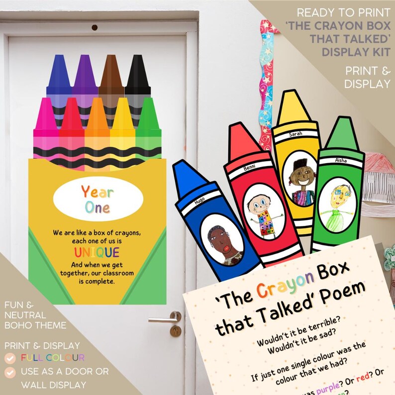The Boho Collection 'the Crayon Box That Talked' Display Kit Classroom ...
