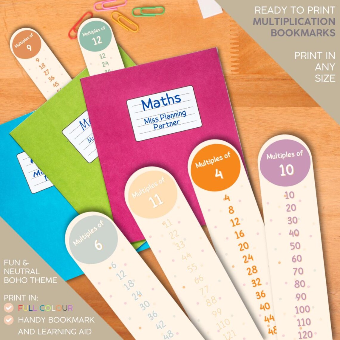 The Boho Collection Multiplication Bookmarks Classroom Décor Primary ...
