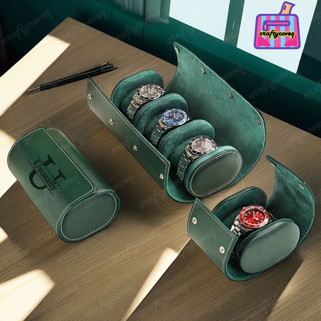Custom Leather Watch Case, Personalized Name Watch Roll for 3 Watches ...