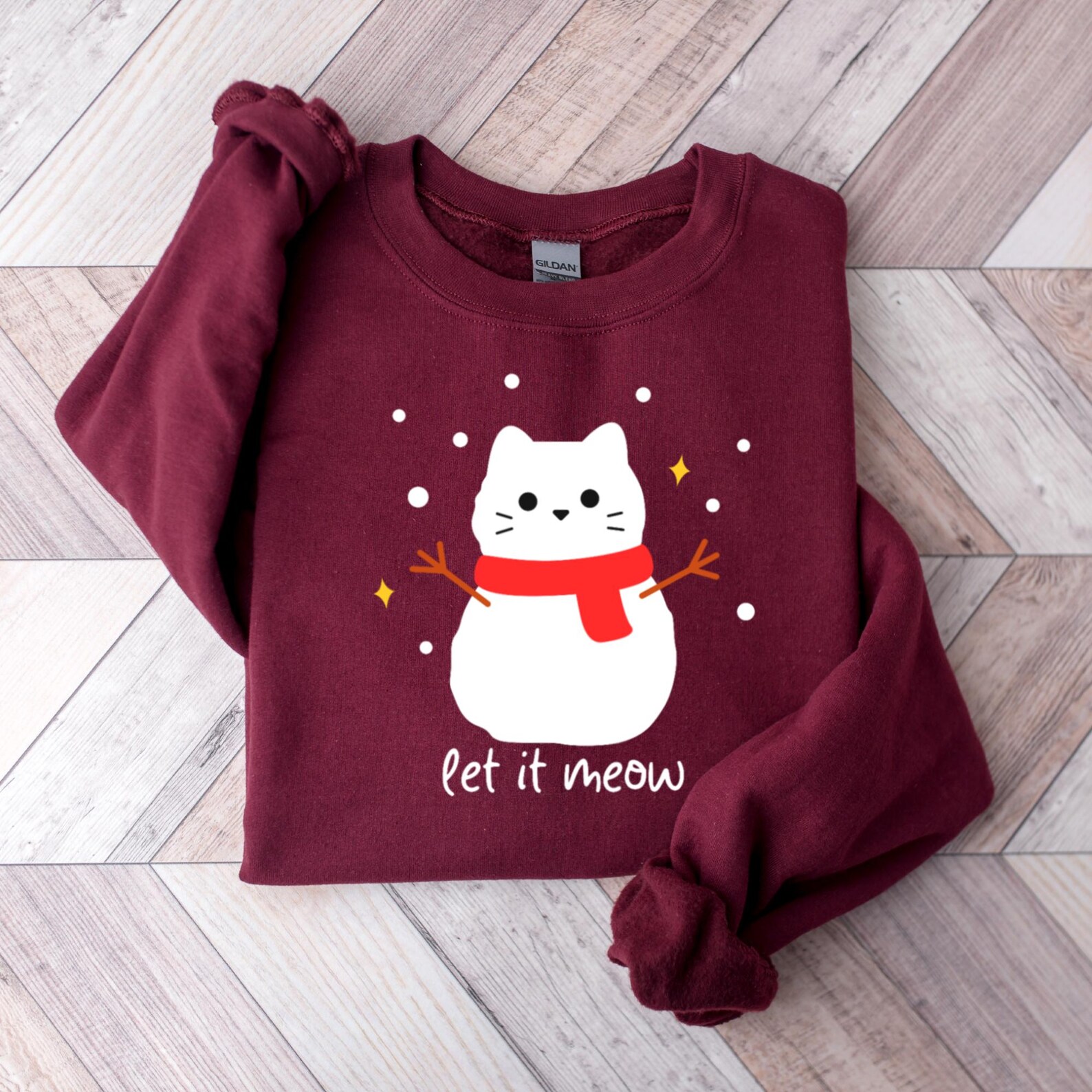 Cute Christmas Snowcat Png, Let It Snow Png, Cute Christmas Snowman Cat ...