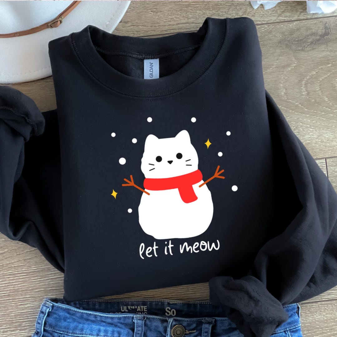 Cute Christmas Snowcat Png, Let It Snow Png, Cute Christmas Snowman Cat ...