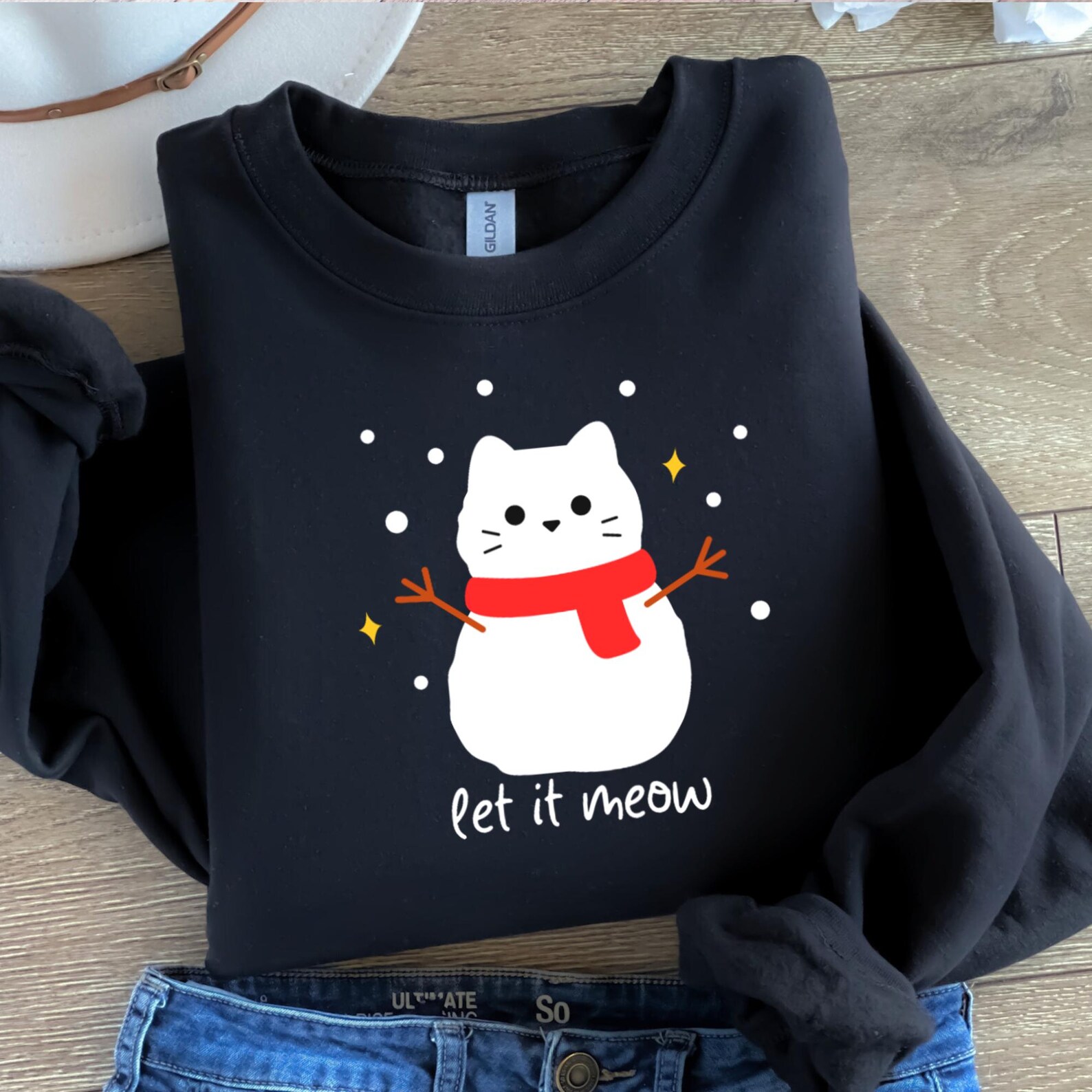 Cute Christmas Snowcat Png, Let It Snow Png, Cute Christmas Snowman Cat ...