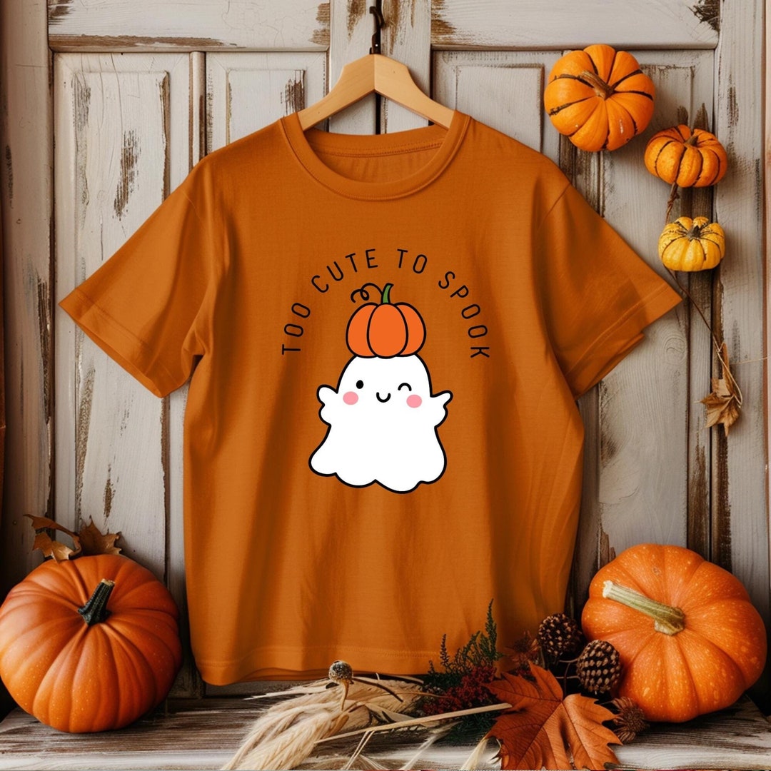 Cute Ghost Png, Too Cute to Spook Png, Ghost With Pumpkin Png ...