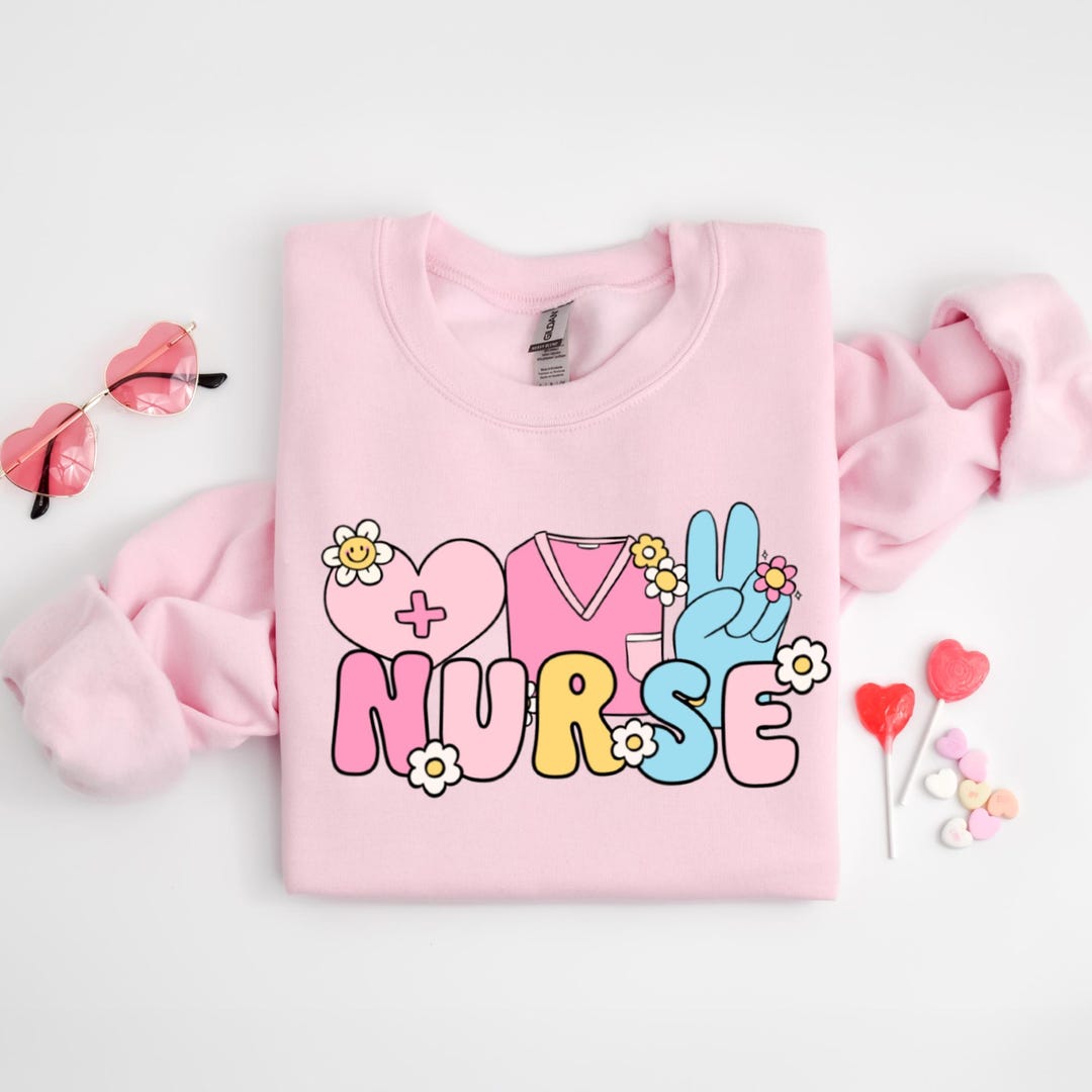 Peace Love Nursing Png, Groovy Nurse Png, Valentine's Day Nurse Png ...